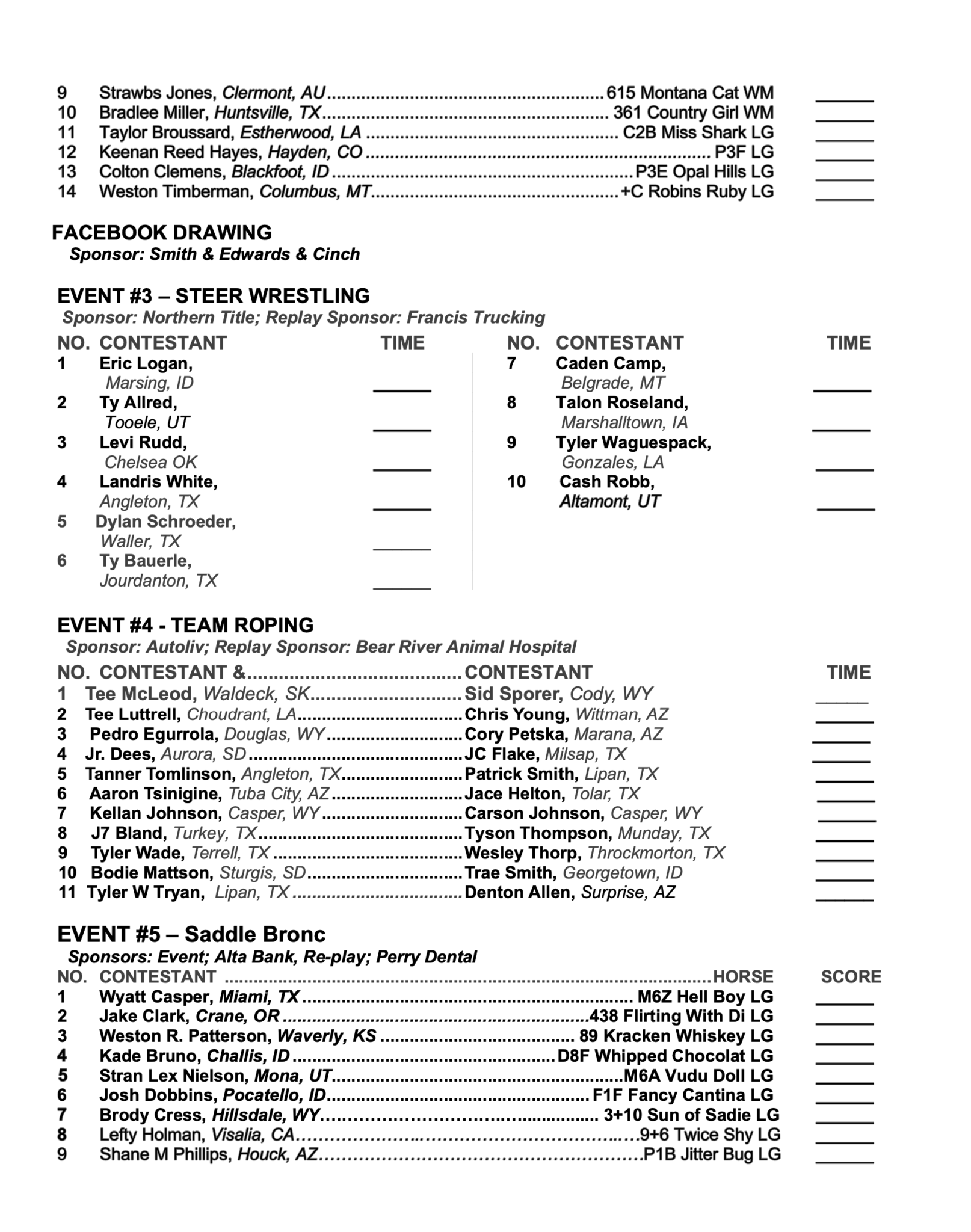 2024 Schedule – Golden Spike Rodeo