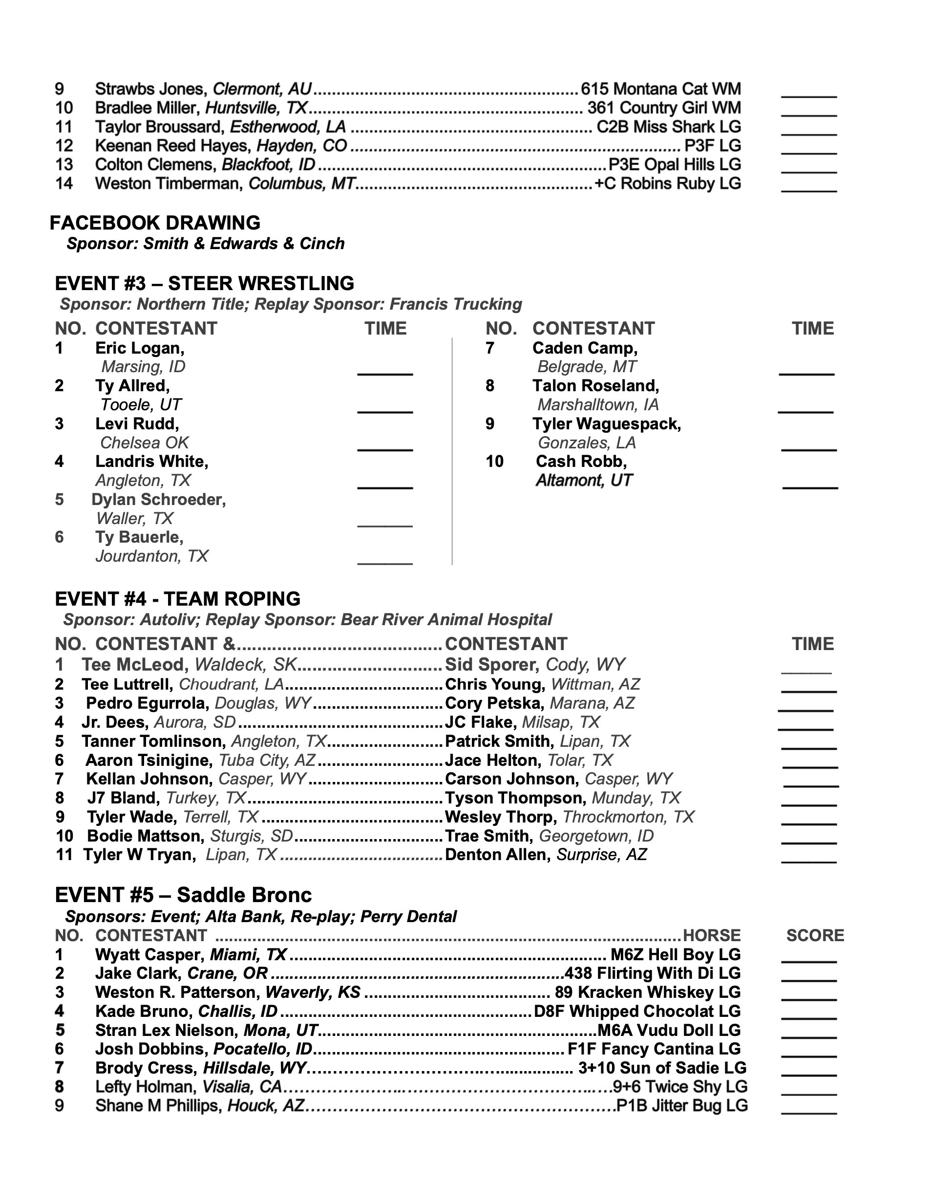 2024 Schedule – Golden Spike Rodeo