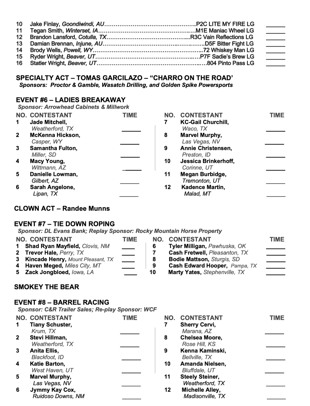 2024 Schedule – Golden Spike Rodeo