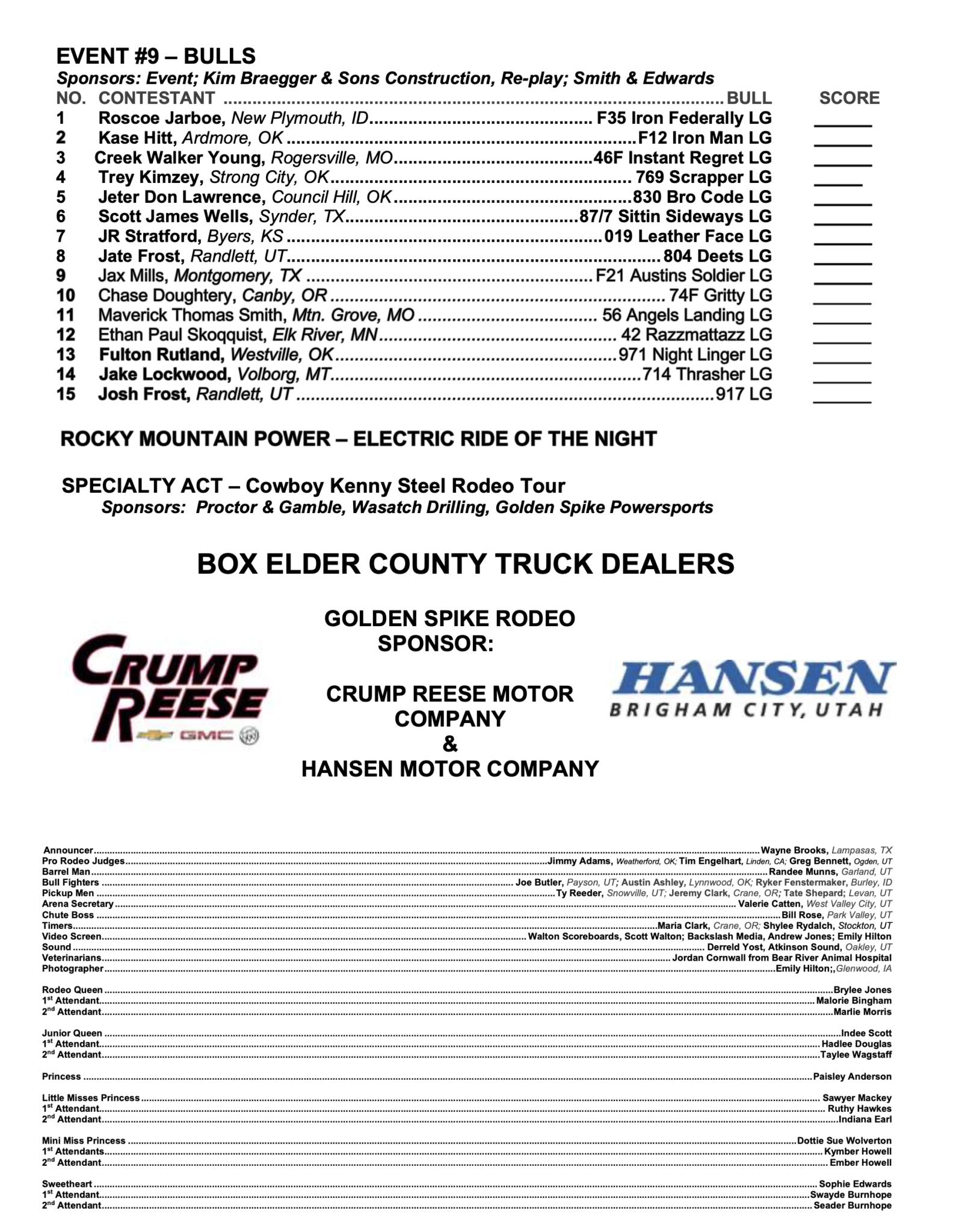 2024 Schedule – Golden Spike Rodeo