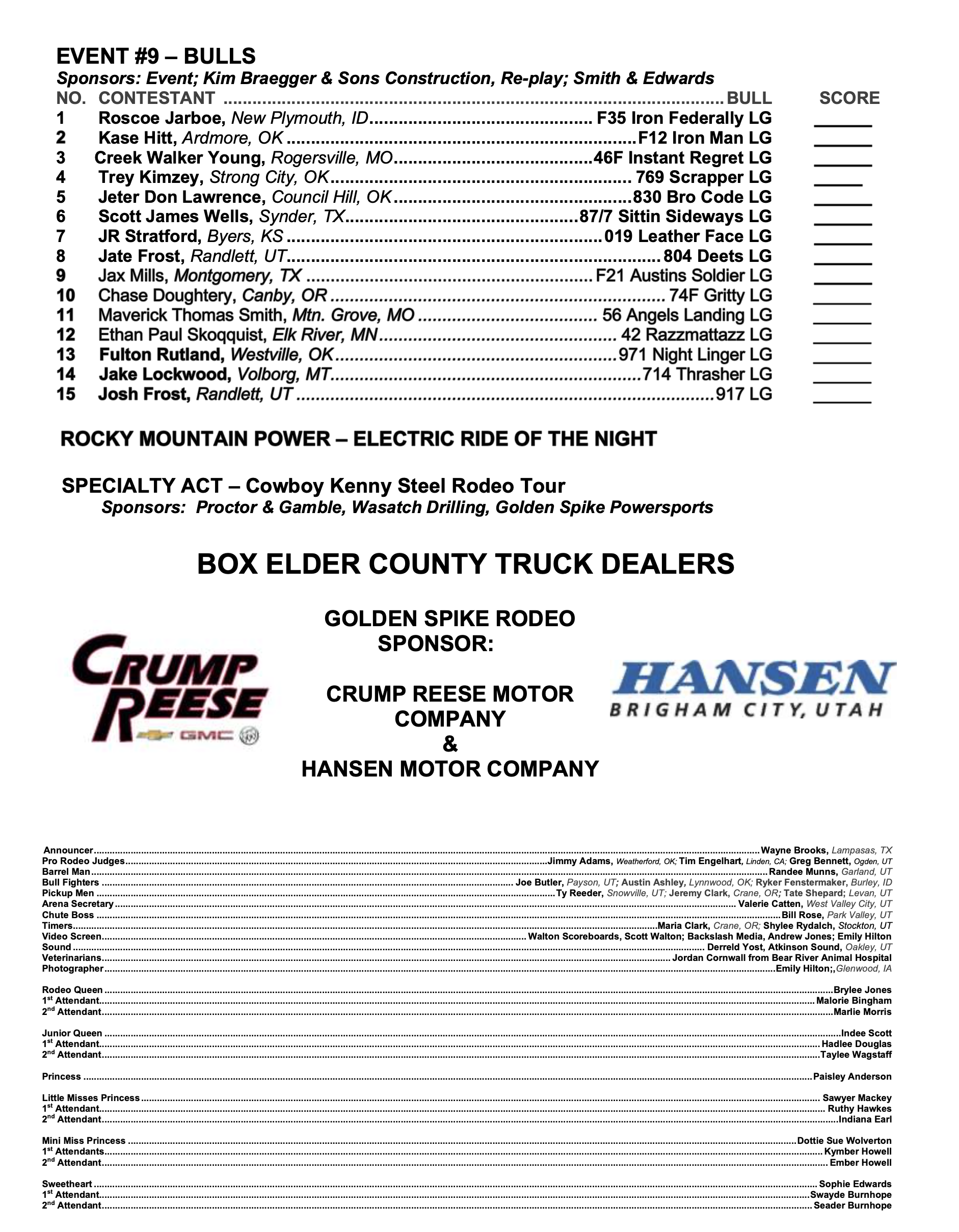 2024 Schedule – Golden Spike Rodeo