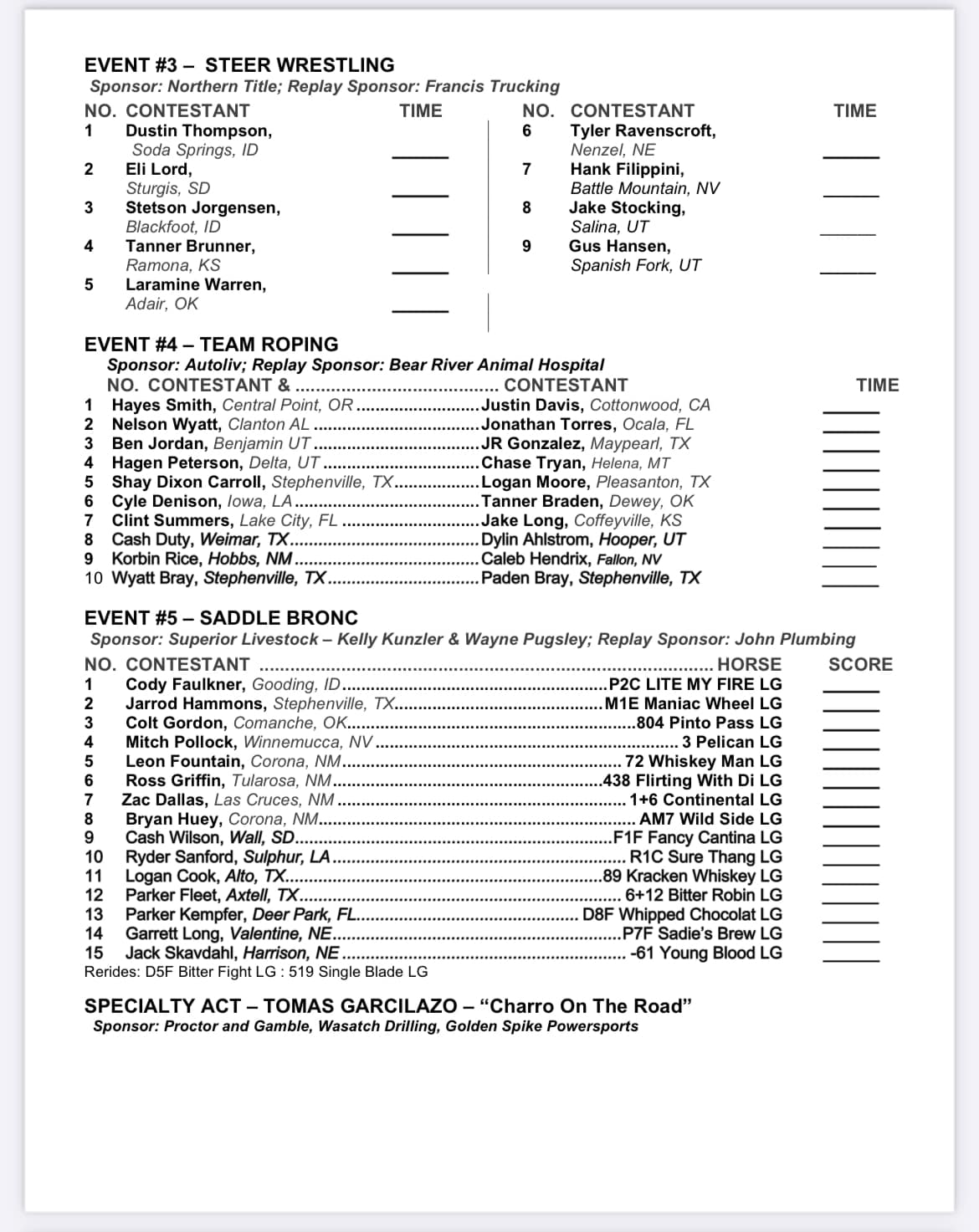 2024 Schedule – Golden Spike Rodeo