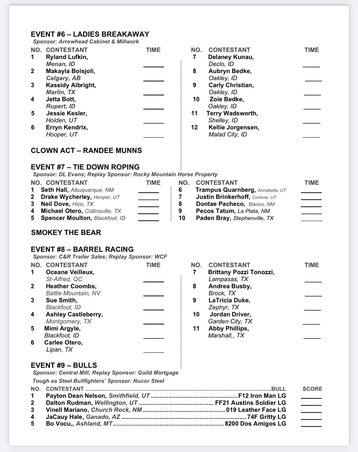 2024 Schedule – Golden Spike Rodeo