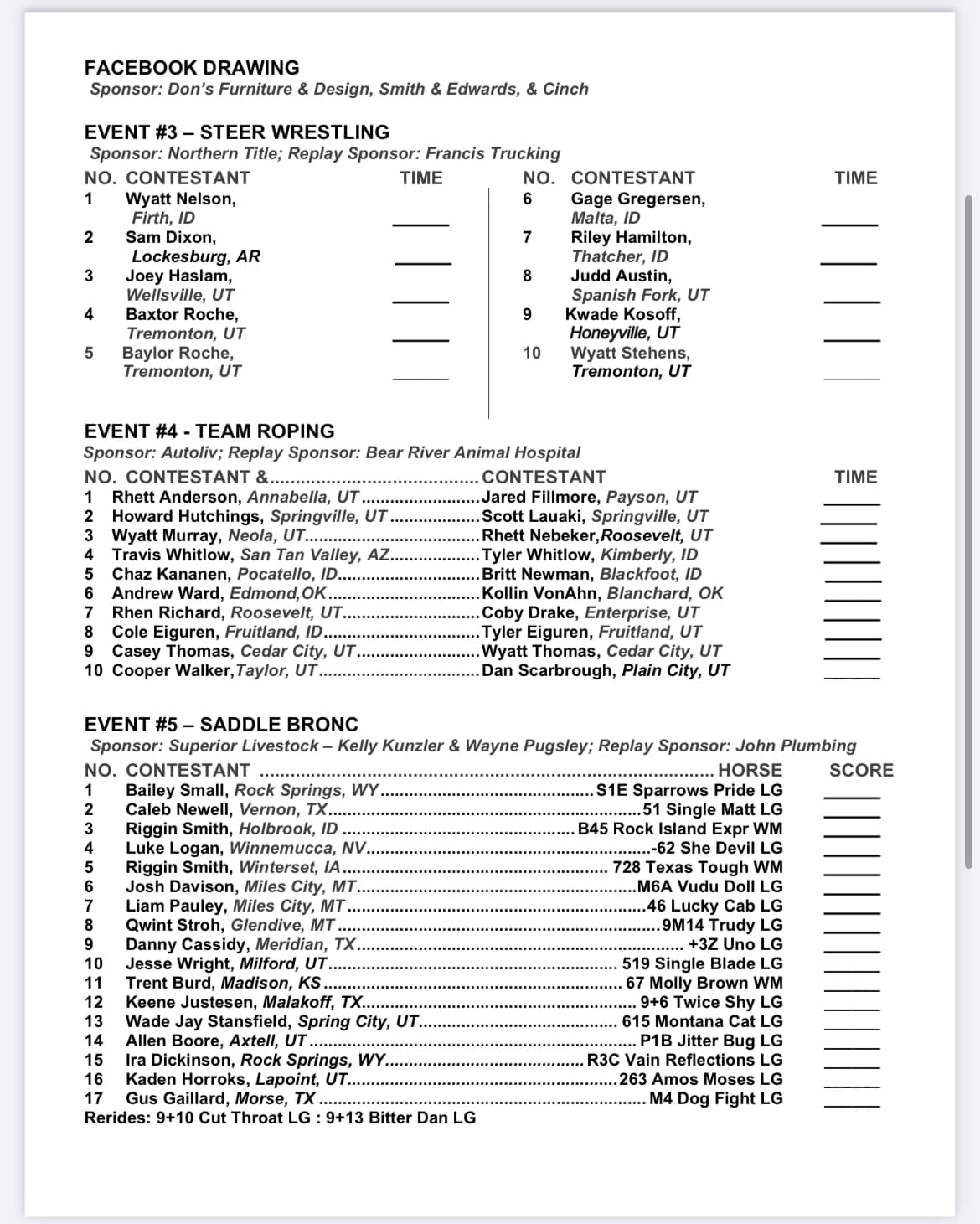 2024 Schedule – Golden Spike Rodeo