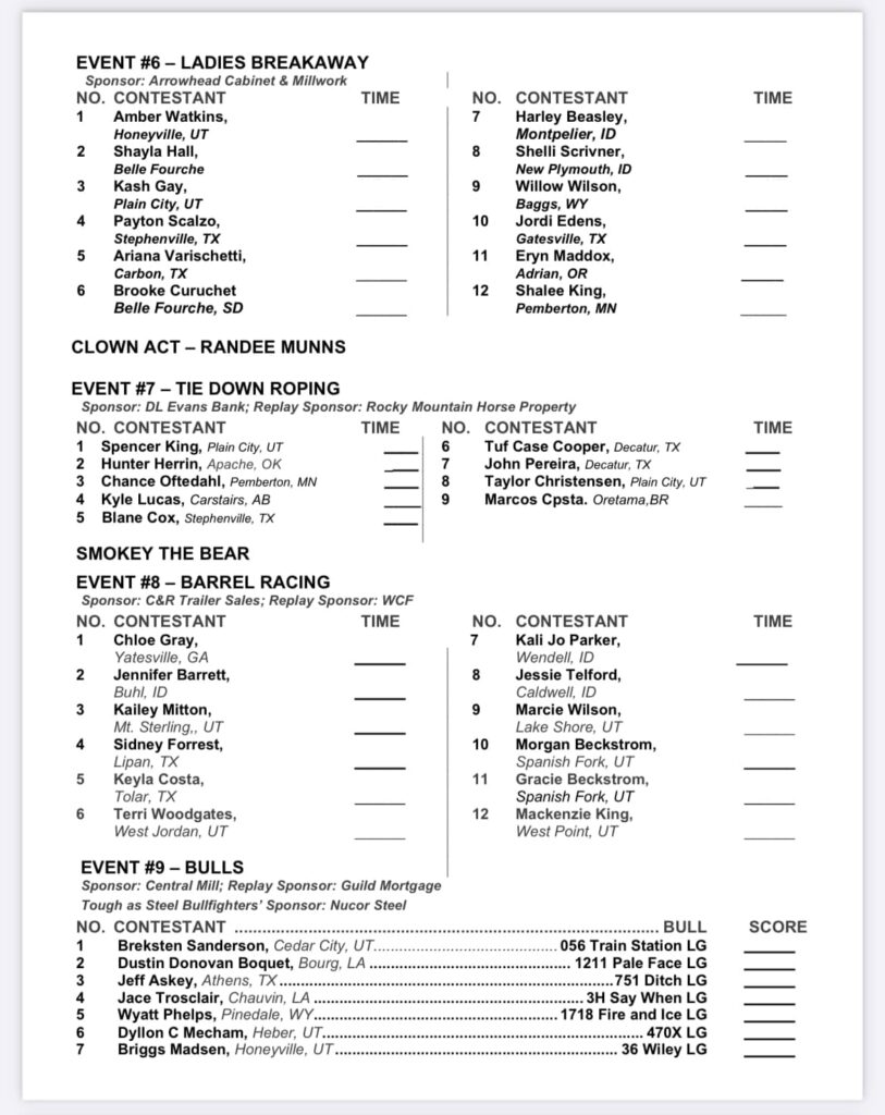 2024 Schedule – Golden Spike Rodeo