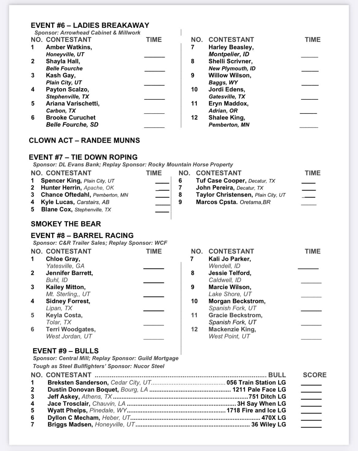 2024 Schedule – Golden Spike Rodeo